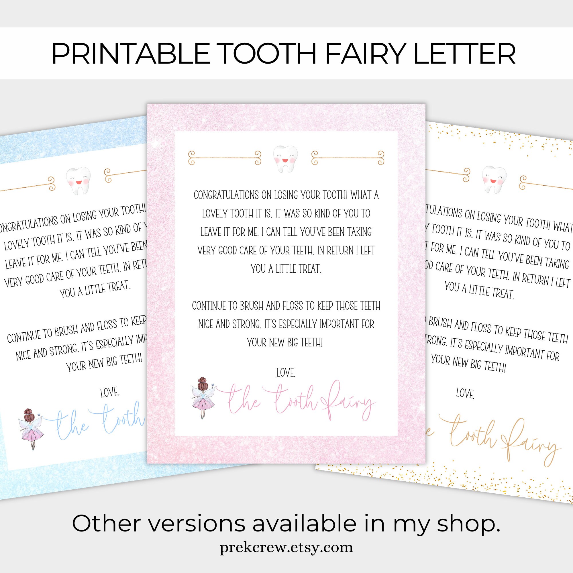 Tooth Fairy Letter Printable Tooth Fairy Note Letter From - Etsy