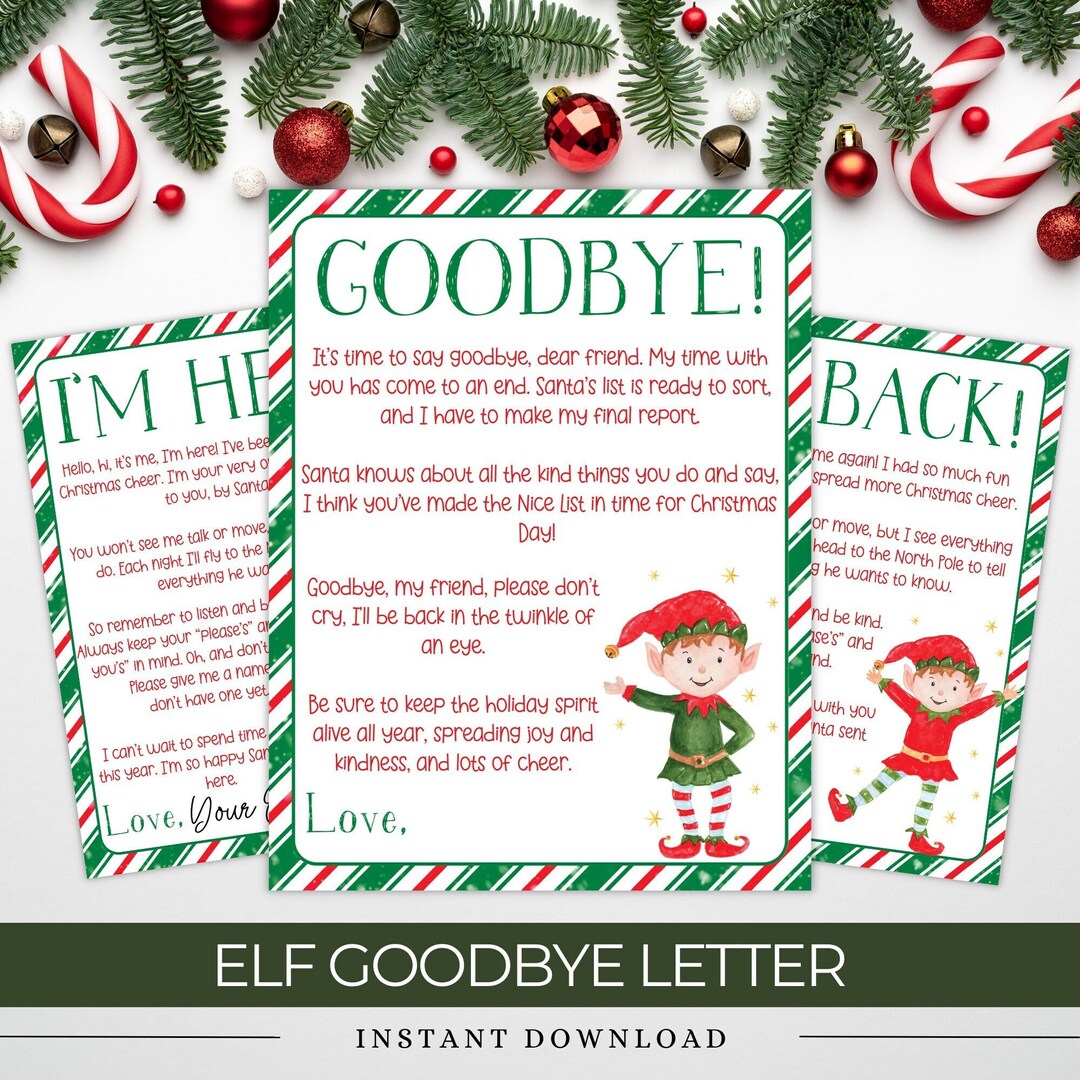 Elf Goodbye Letter, Christmas Elf Farewell Letter, Kids Christmas Fun ...