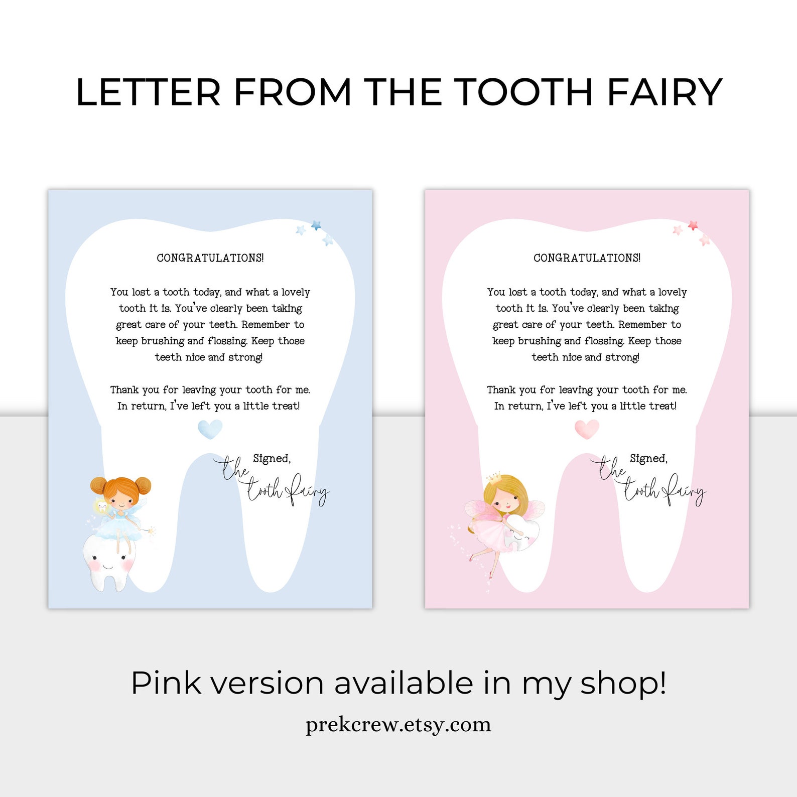 Tooth Fairy Letter, Printable Tooth Fairy Note, Letter From the Tooth ...