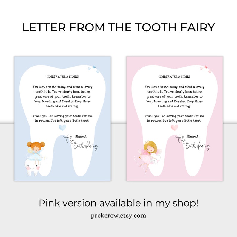 Tooth Fairy Letter Printable Tooth Fairy Note Letter From - Etsy