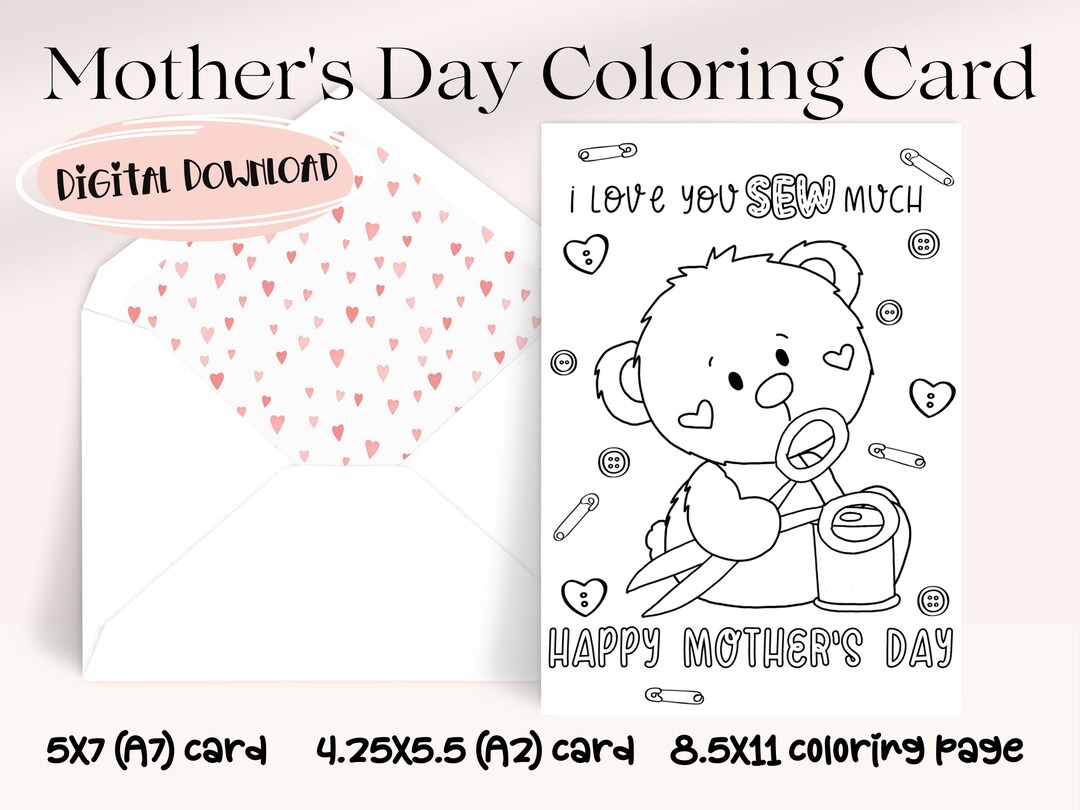 Printable DIY Mother's Day Card Colorable Card for Mom DIY Card for Mom ...