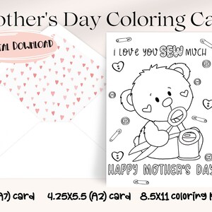 Printable DIY Mother's Day Card Colorable Card for Mom DIY Card for Mom ...