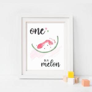 One in a Melon, Handprint Footprint Art, First Birthday Keepsake, Baby ...