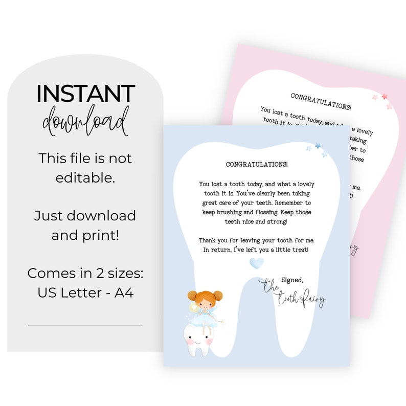 Tooth Fairy Letter, Printable Tooth Fairy Note, Letter From the Tooth ...