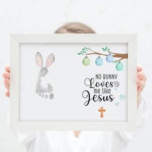 Religious Easter Footprint Art, Bunny Footprint, Easter Handprint Craft ...