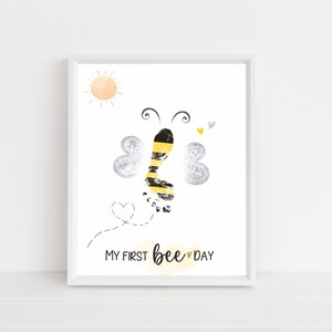 First Bee Day, Baby Footprint, Toddler Footprint, First Birthday ...