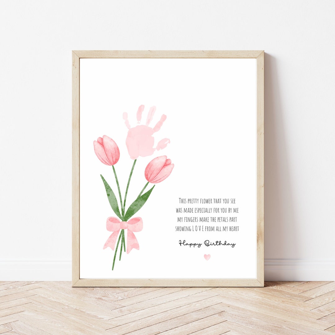 Mom Handprint Art, Birthday Handprint Craft, Birthday Gift for Mom ...