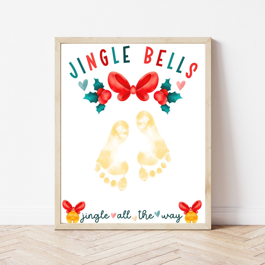 Jingle Bells Christmas Handprint, Holiday Handprint Footprint Craft for ...