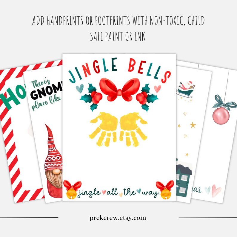Jingle Bells Christmas Handprint, Holiday Handprint Footprint Craft for ...