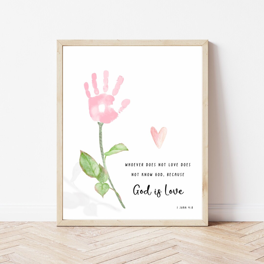 Valentines Day Handprint Art, Preschool Bible Activity, Flower ...