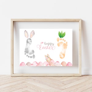 Easter Footprint Art, Bunny Carrot Footprint, Easter Handprint Craft ...