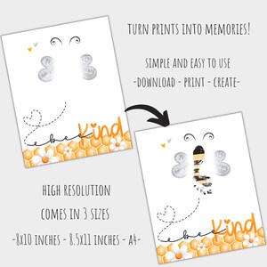 Bee Kind Footprint Craft, Handprint Footprint Art for Babies Toddlers ...