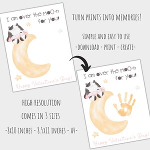 Over the Moon Valentine Handprint Art, Handprint Craft, Baby's First ...