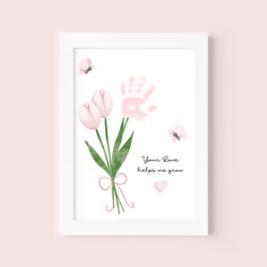 Your Love Helps Me Grow Flower Handprint Art, Gift for Mom Grandma Aunt ...