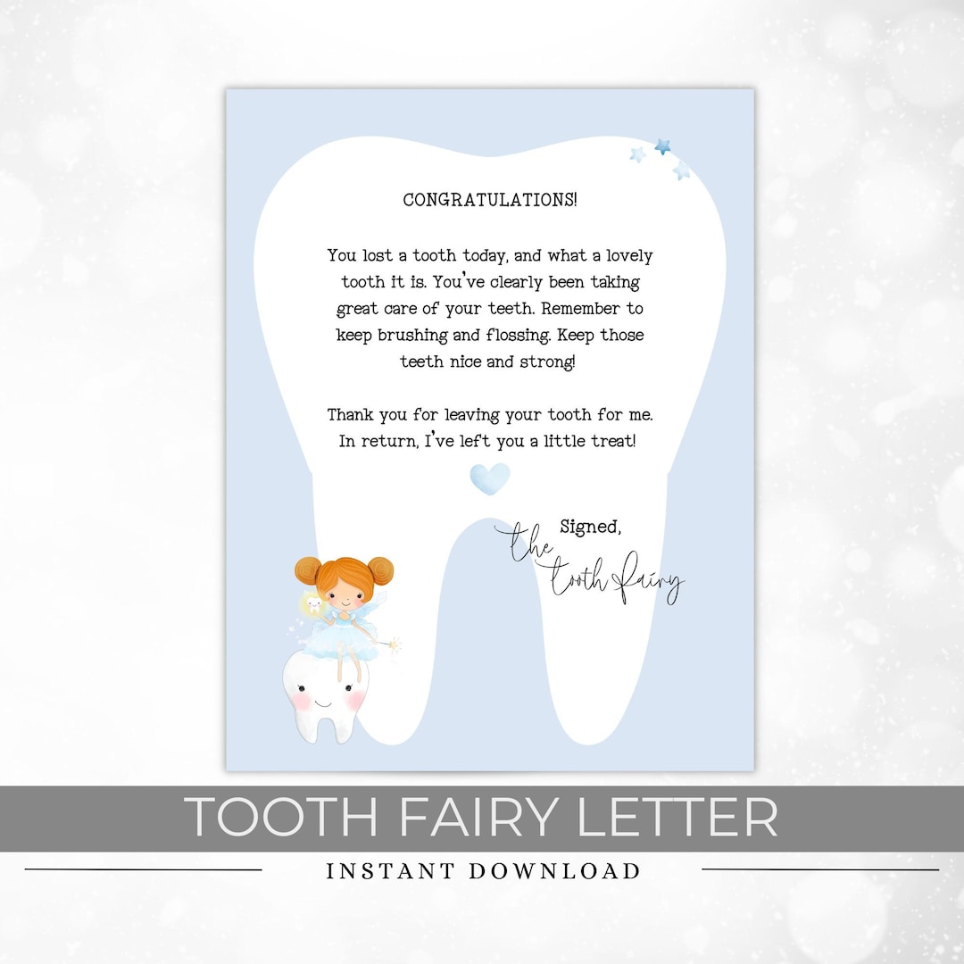 Tooth Fairy Letter, Printable Tooth Fairy Note, Letter From the Tooth ...