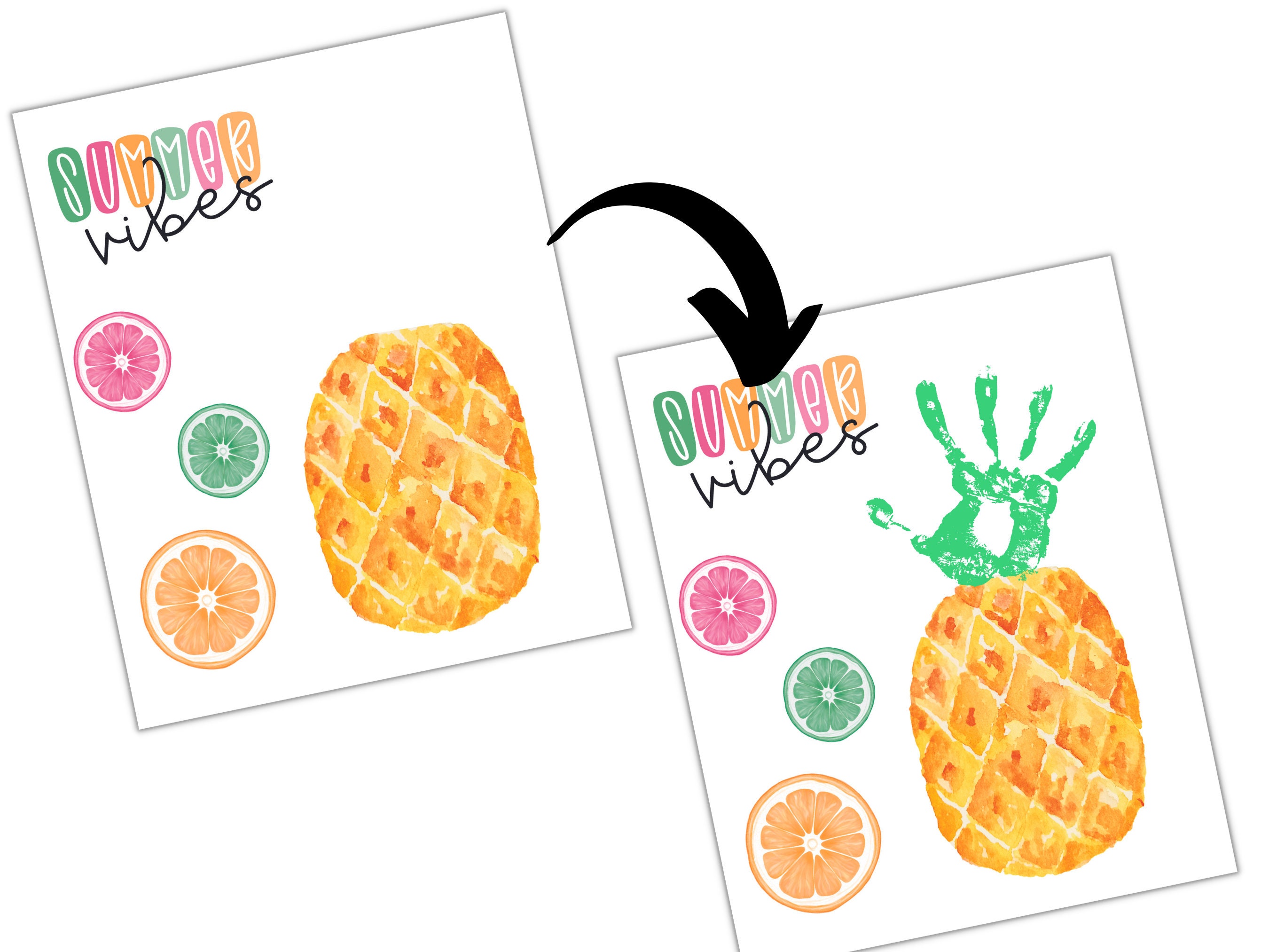Summer Handprint Craft: Summer Vibes Pineapple Handprint Art - Etsy