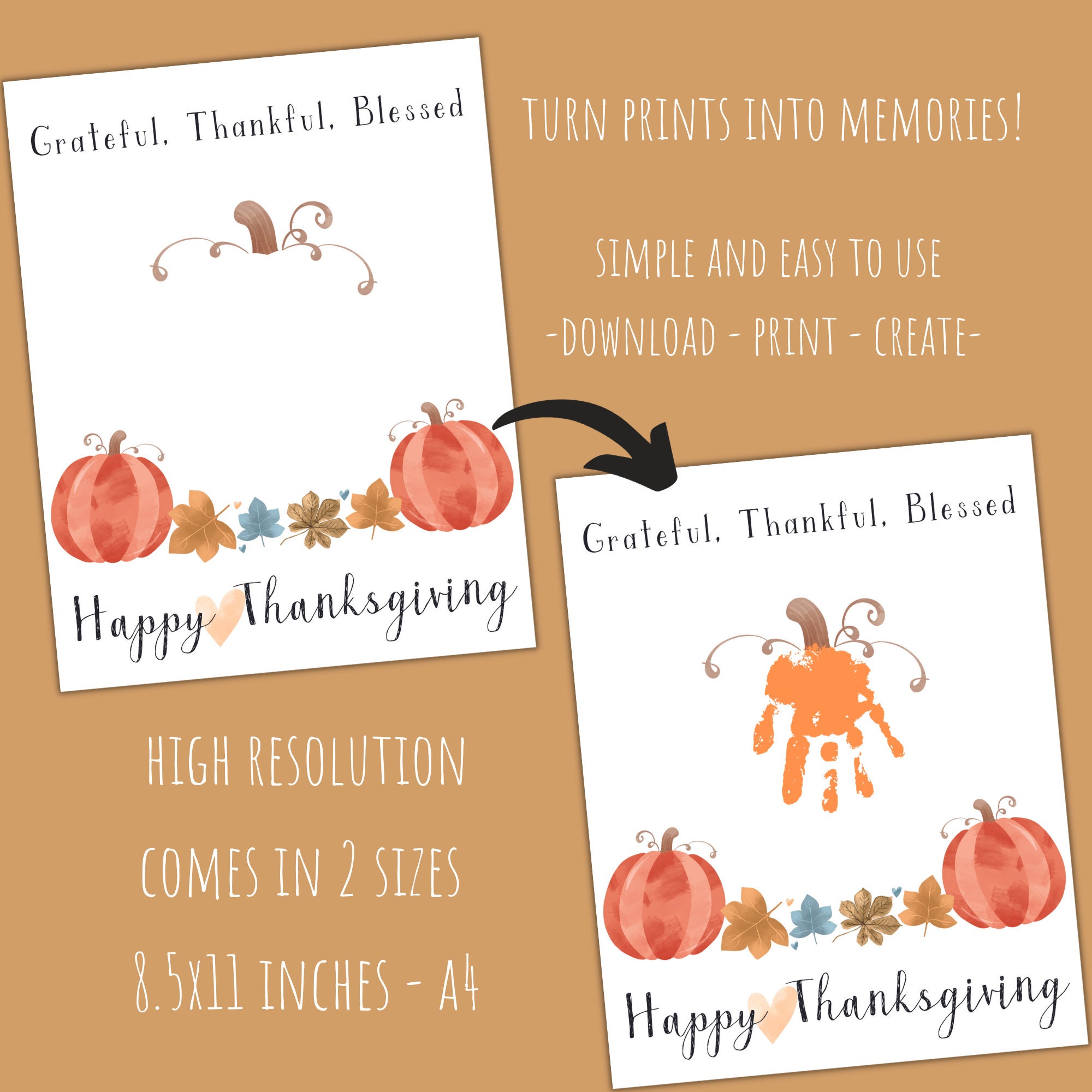 Thanksgiving Handprint Fall Handprint Art Thanksgiving Card - Etsy