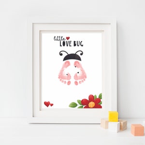 Love Bug Handprint Footprint Art, Valentine Handprint, Baby Footprint ...