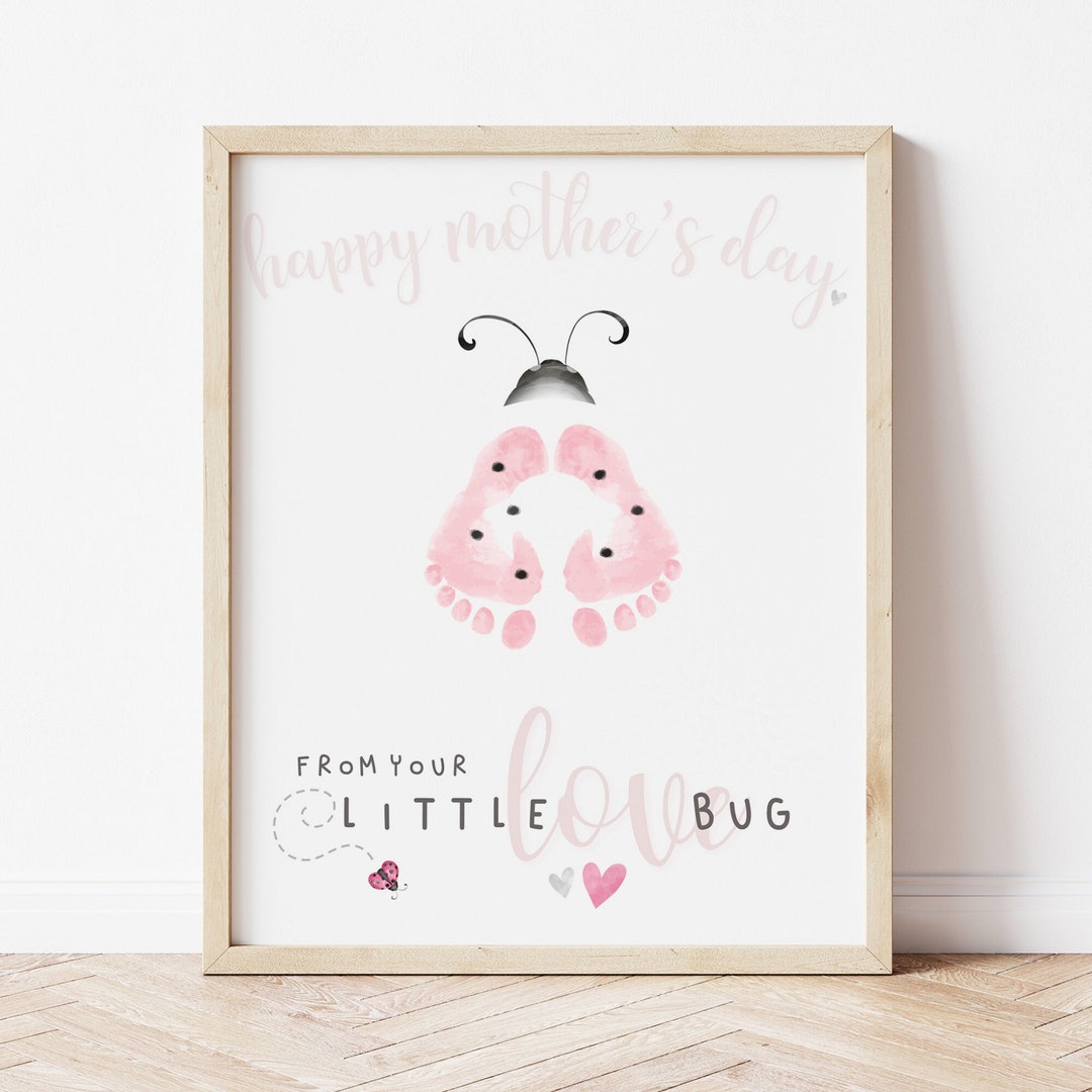 Mother's Day Handprint Art, Love Bug Footprint Craft, Mother's Day ...