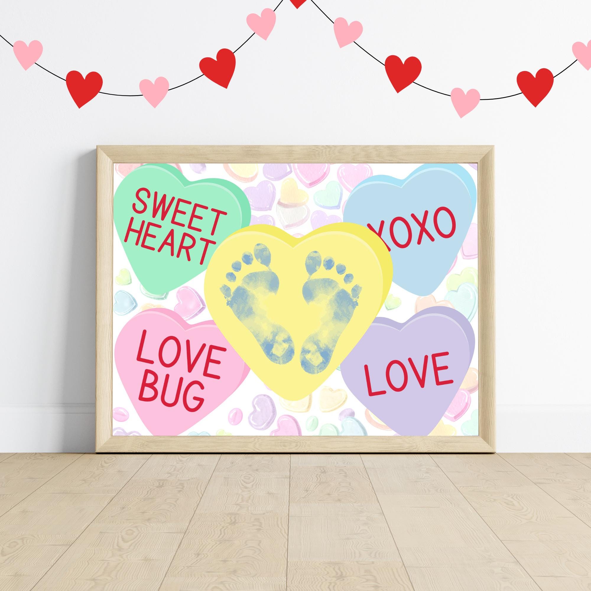 Candy Heart Valentine's Day Handprint Art, Footprint Craft for Babies ...