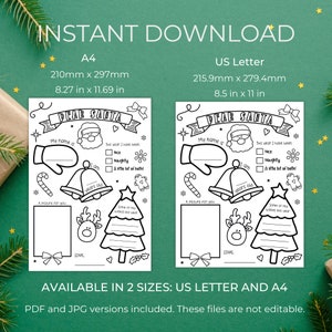 Letter to Santa, Santa Letter Coloring, Christmas Wishlist, Christmas ...