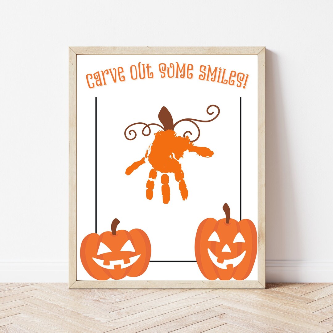 Pumpkin Handprint Footprint Art, Halloween Handprint, Fall Handprint ...