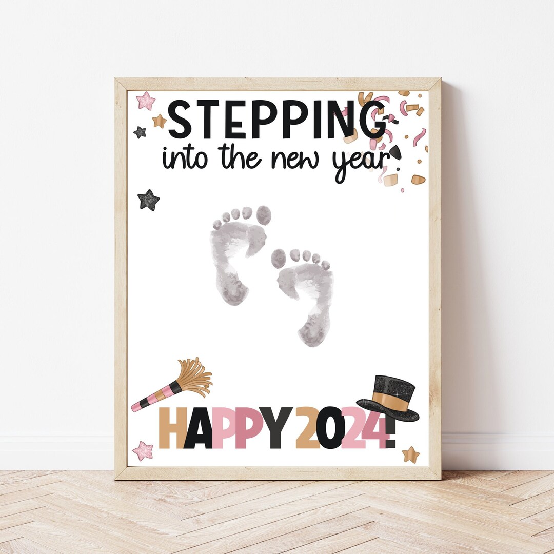 New Year Footprint Keepsake, Handprint Art, New Years 2024, Holiday ...