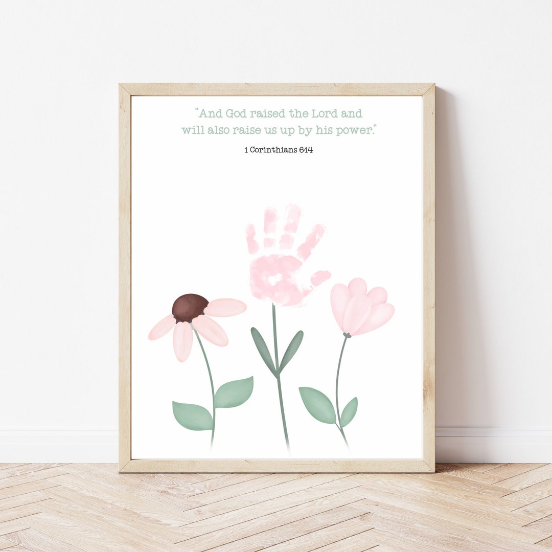 Religious Easter Handprint Art, Flower Handprint, Spring Handprint ...