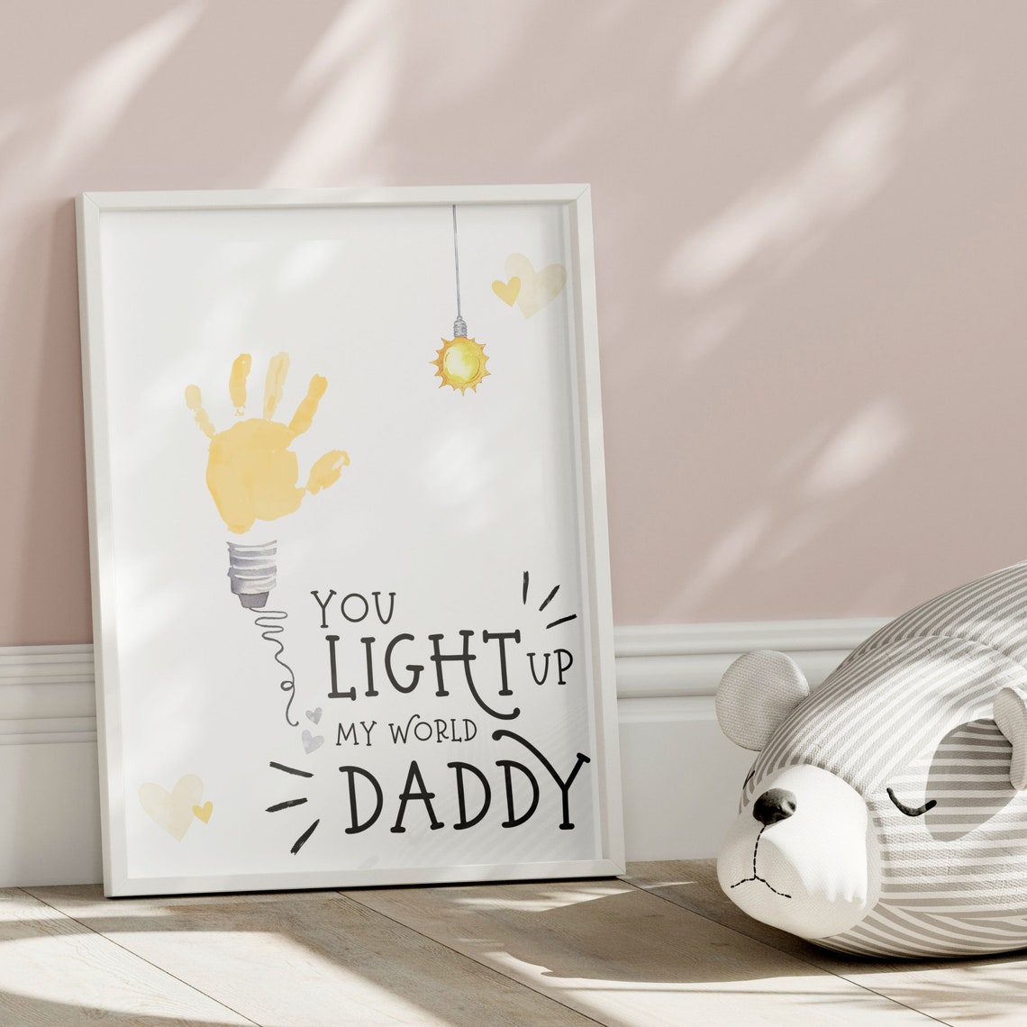 You Light up My World Father's Day Handprint Art, Dad Birthday Gift ...