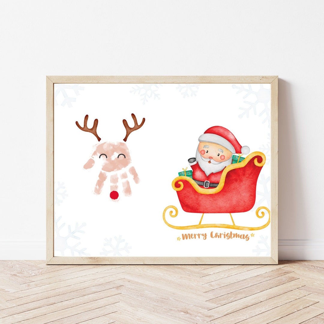 Christmas Handprint Art, Reindeer Handprint Footprint Craft, Santa ...