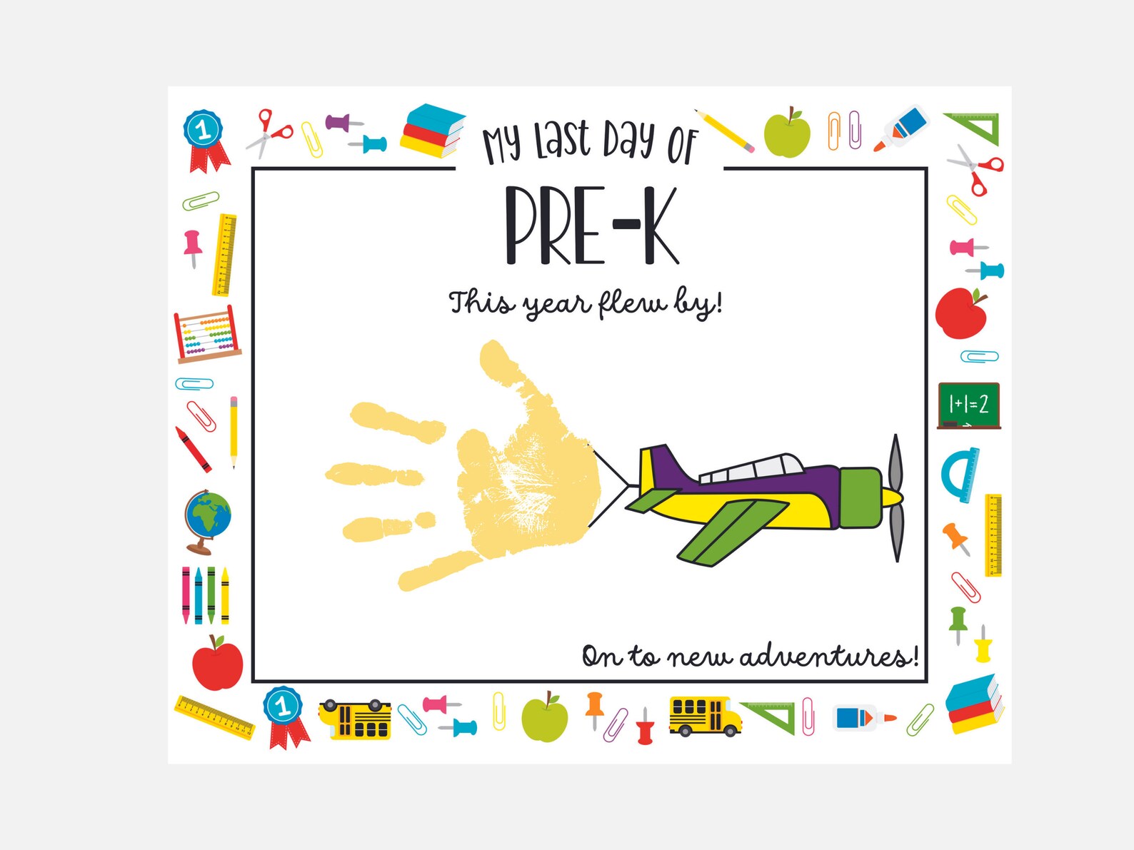 First Day of Pre K / Last Day of Pre K Handprint Art Kids - Etsy