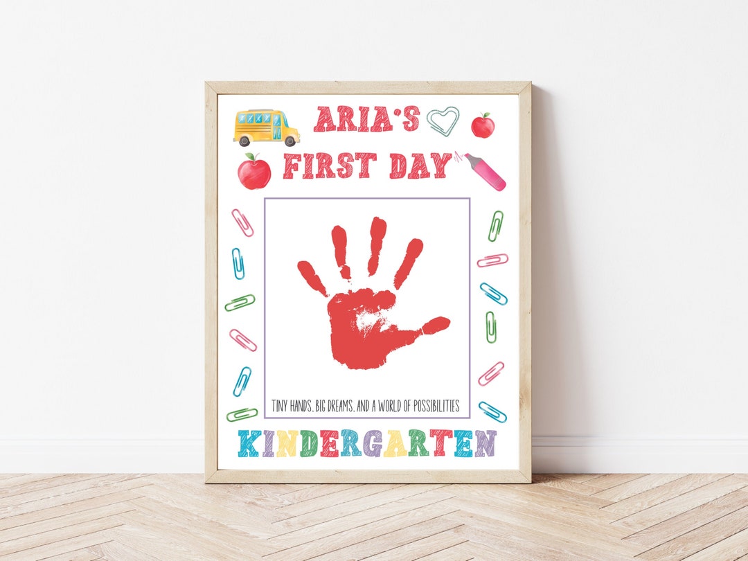 Personalized First Day of School Handprint Sign, Handprint Art, First ...