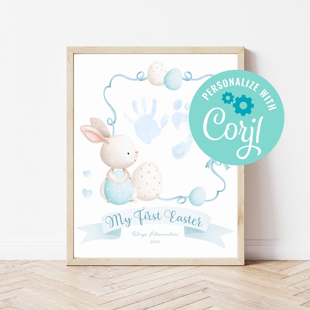 Personalized Baby's First Easter Footprint Art, Easter Handprint, Baby ...