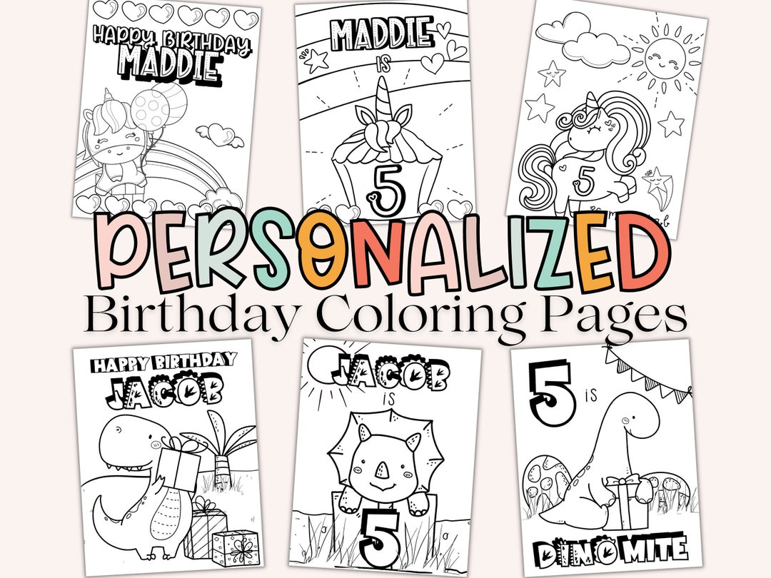 Personalized Coloring Page for Kids Birthday Custom Coloring Page ...