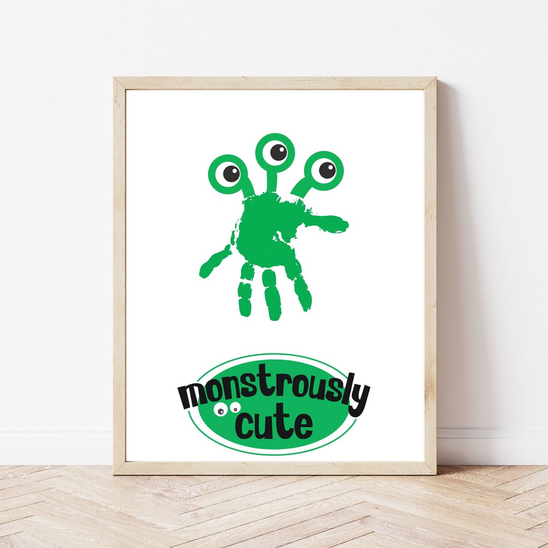 Cute Monster Handprint Art, Halloween Handprint, Fall Handprint Craft ...