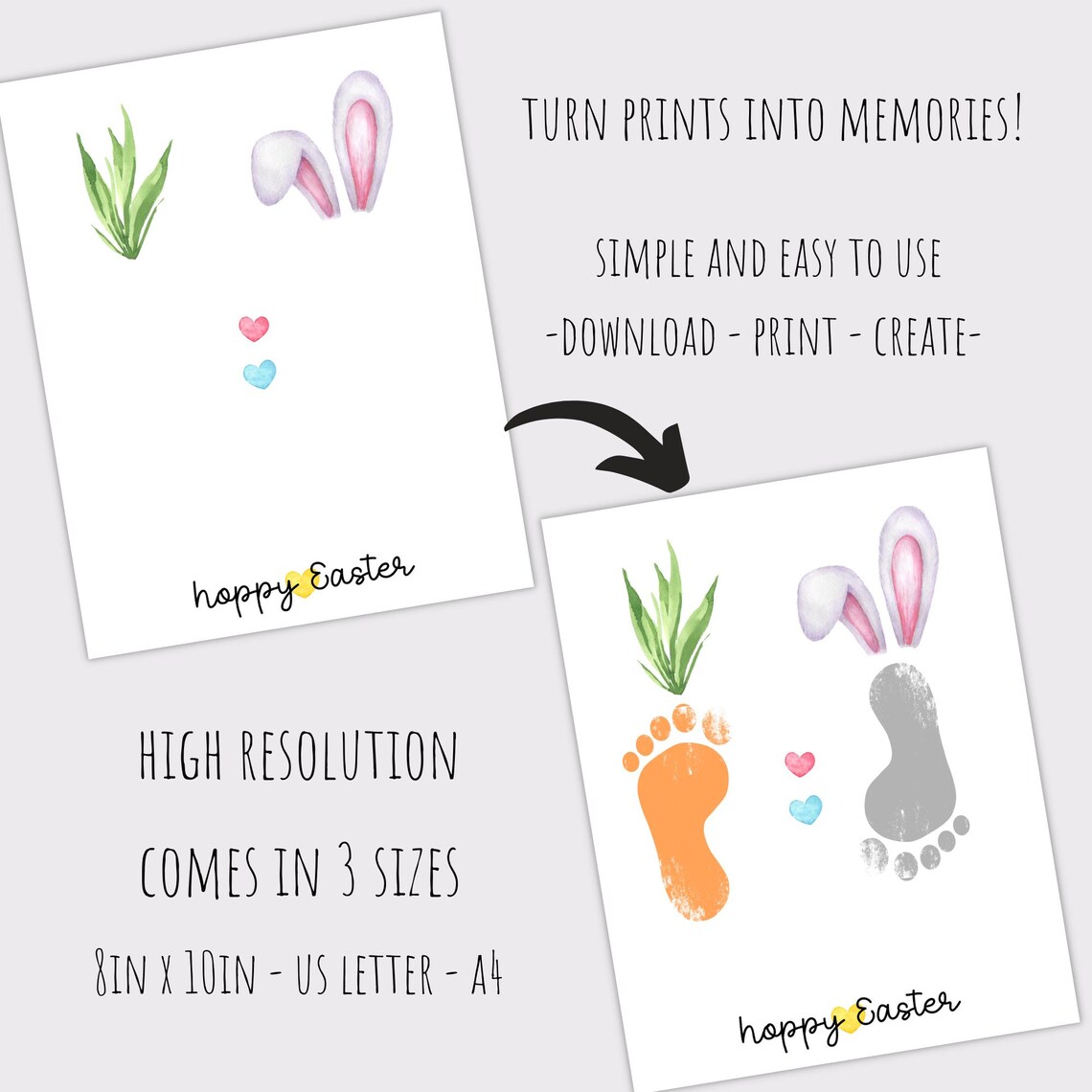Hoppy Easter Footprint Art, Easter Handprint Art, Infant Craft, Easter ...