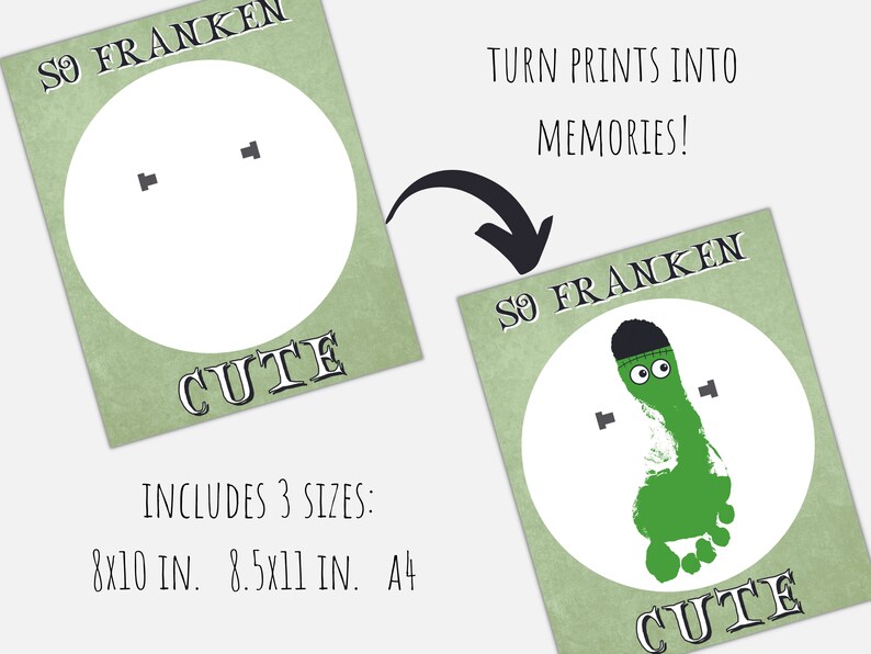 Frankenstein Halloween Handprint Art, Fall Footprint Craft, Daycare or ...