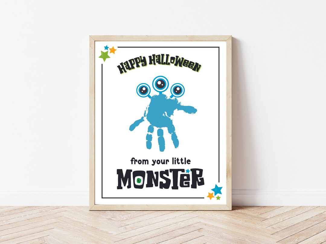 Monster Halloween Handprint Art, Fall Handprint Craft for Kids, DIY ...