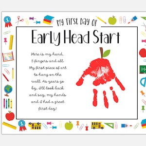 First Day of Early Head Start Handprint Art, Last Day of School ...