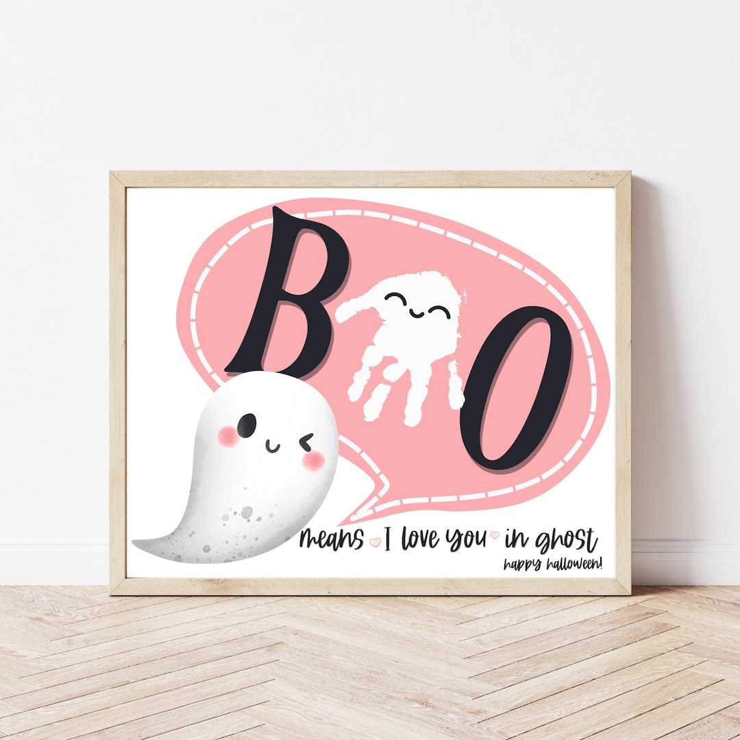 Halloween Ghost Handprint Art, Fall Handprint Craft for Kids, DIY ...