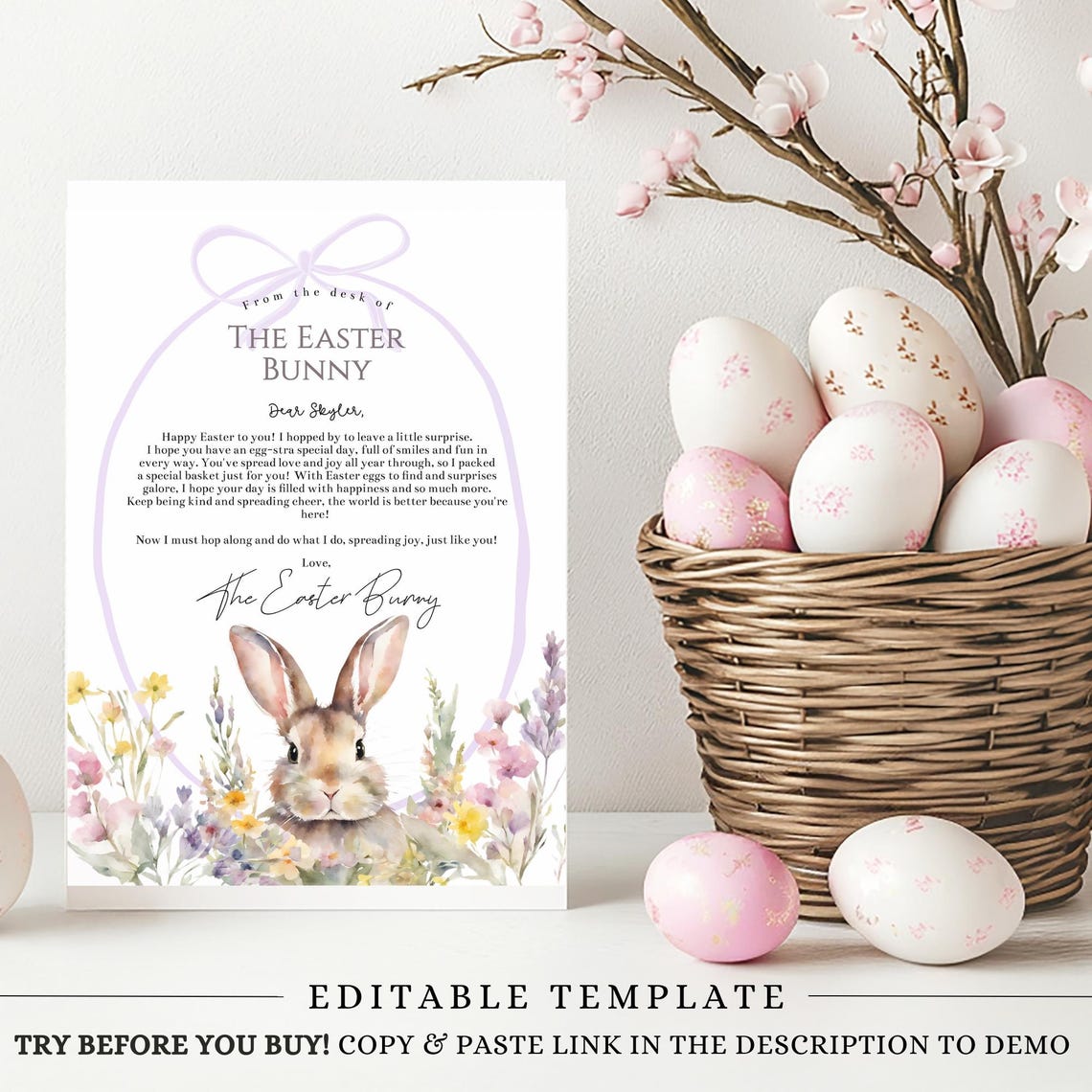 Printable Easter Bunny Letter, Editable Letter From the Easter Bunny ...