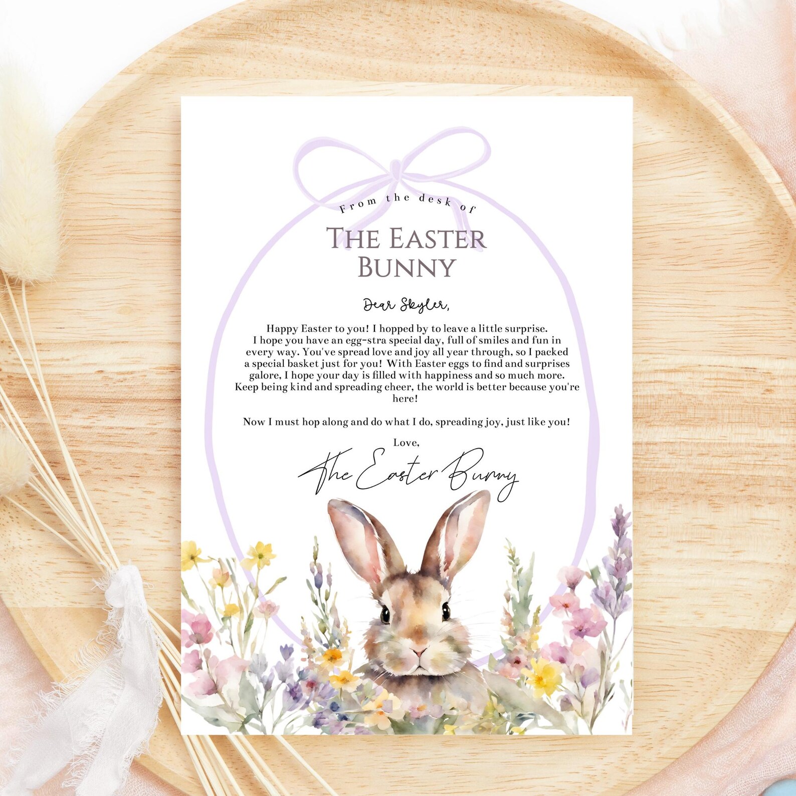 Printable Easter Bunny Letter, Editable Letter From the Easter Bunny ...