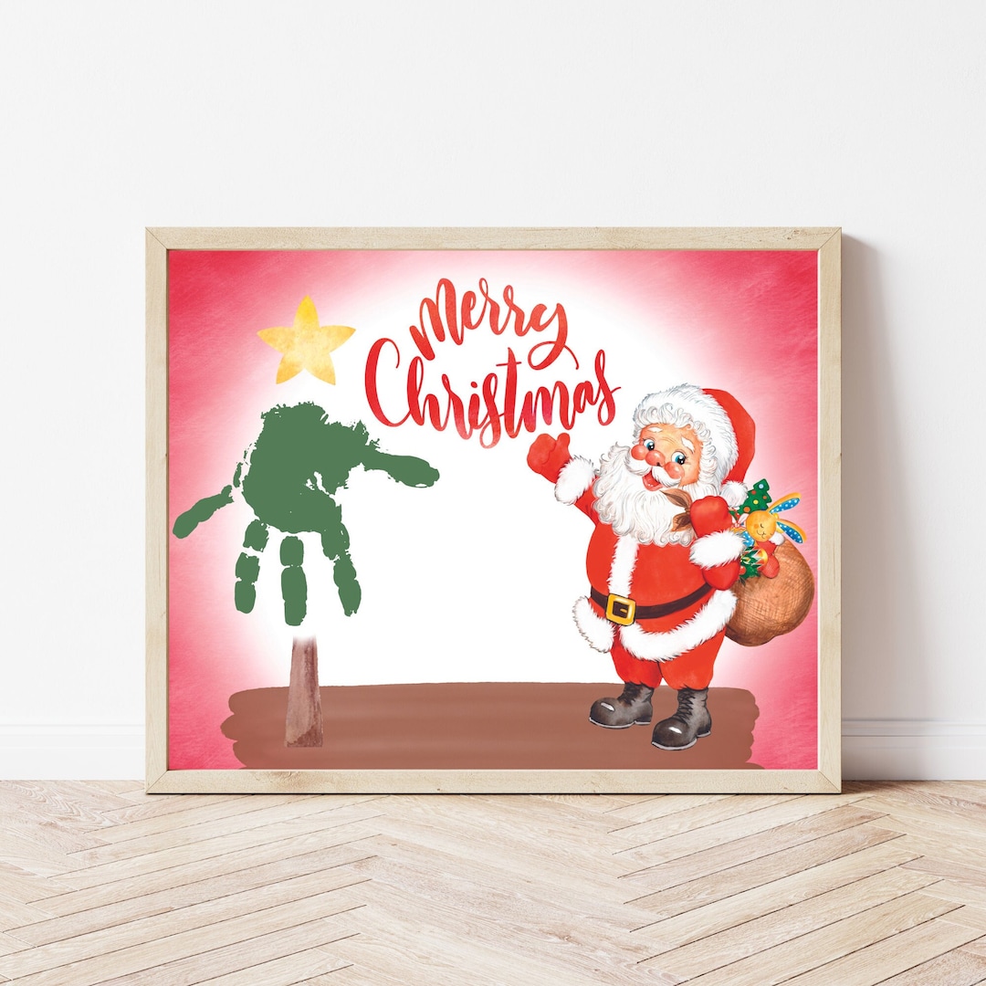 Santa Handprint Art, Christmas Handprint, Christmas Tree Handprint ...