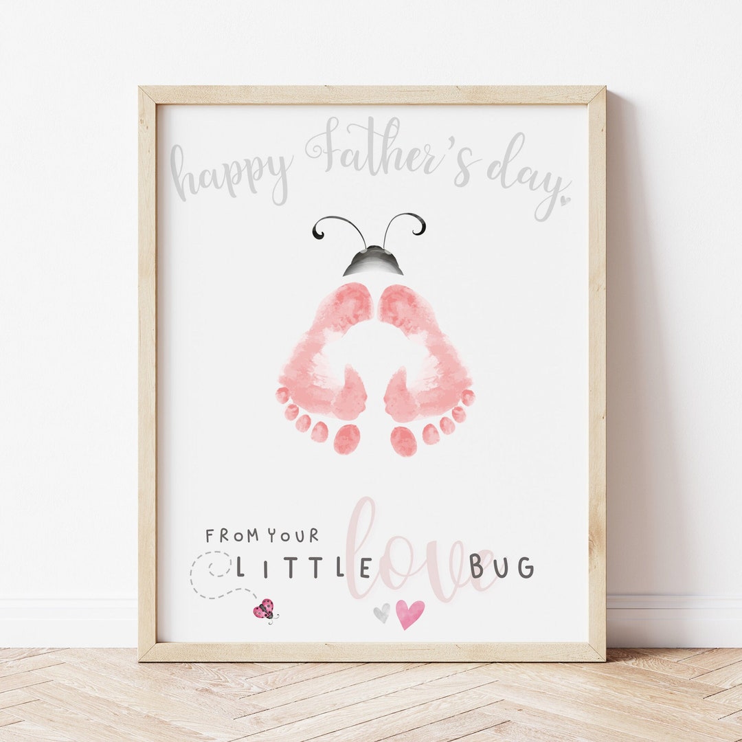 Father's Day Handprint Art, Love Bug Footprint Craft, Father's Day ...