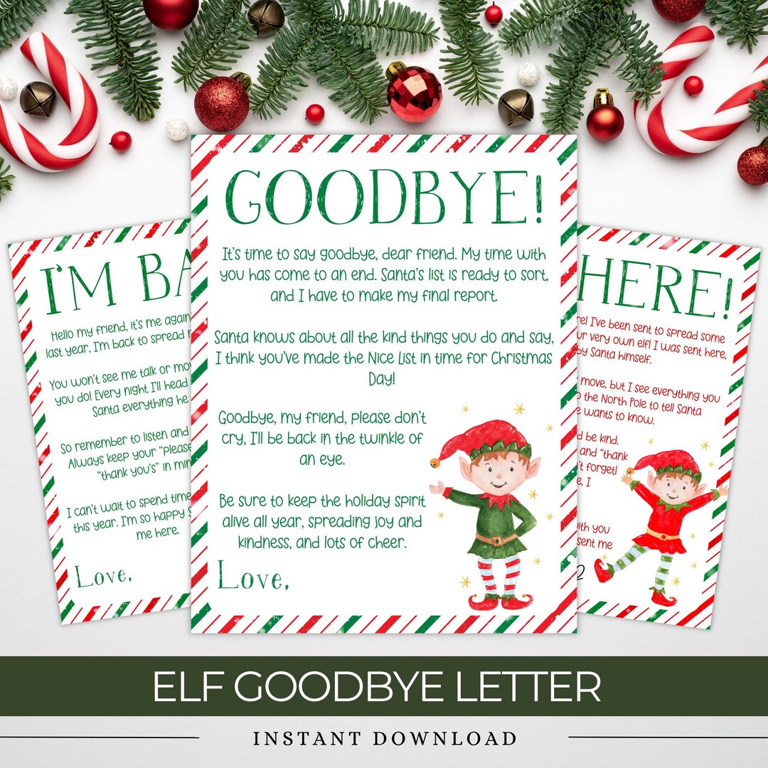 Elf Goodbye Letter, Christmas Elf Farewell Letter, Kids Christmas Fun ...