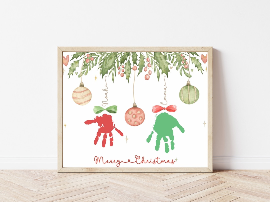 Personalized Christmas Handprint Art, Personalized Christmas Gift From ...