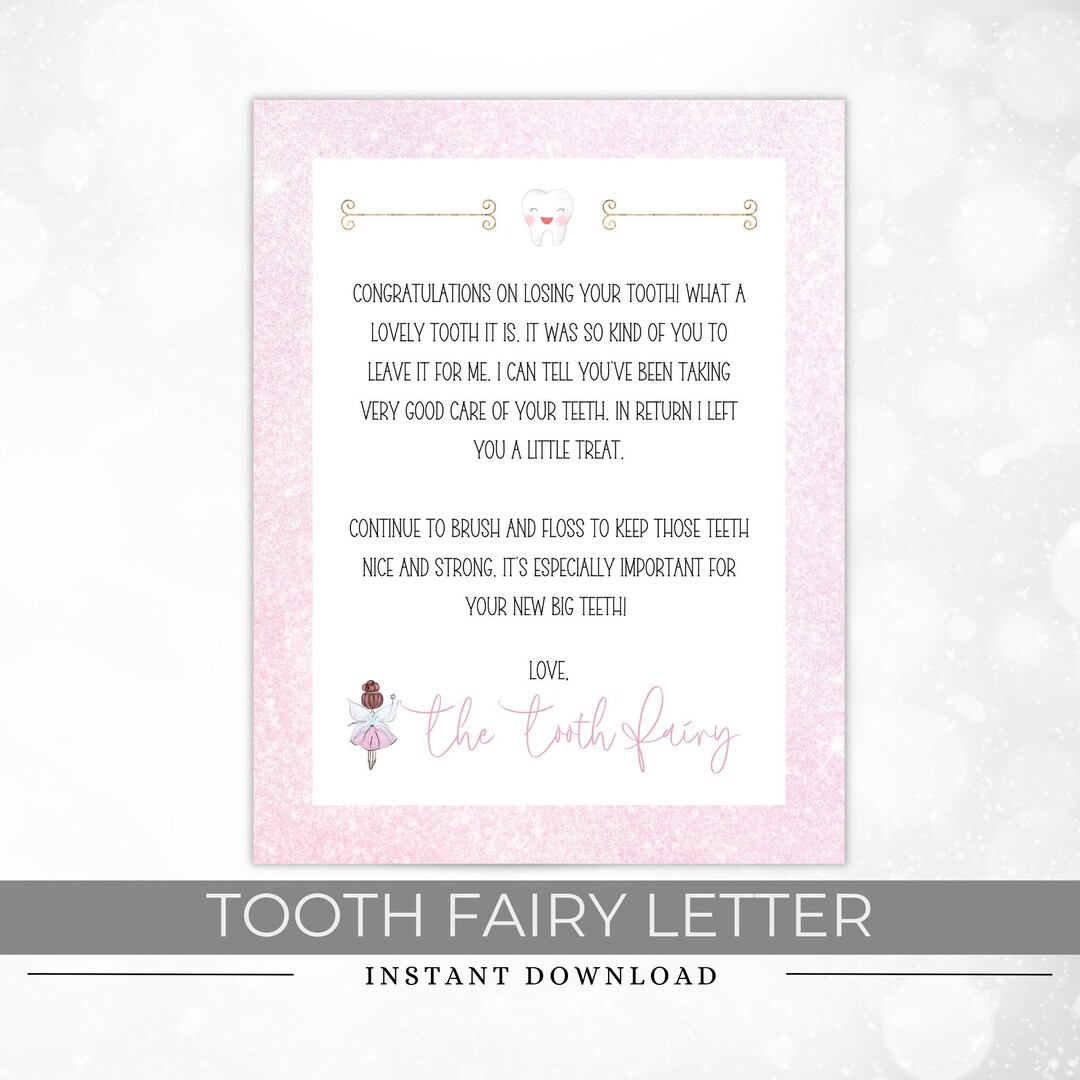 Tooth Fairy Letter, Printable Tooth Fairy Note, Letter From the Tooth ...