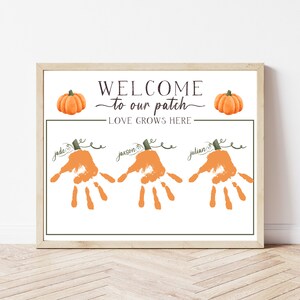 Personalized Fall Handprint Art, Welcome to Our Patch, Fall Halloween ...