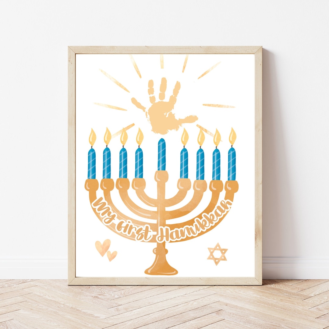 Babys First Hanukkah Handprint Craft, Handprint Art for Baby Toddlers ...
