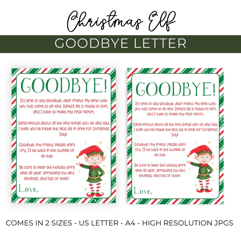 Elf Goodbye Letter Christmas Elf Farewell Letter Kids - Etsy